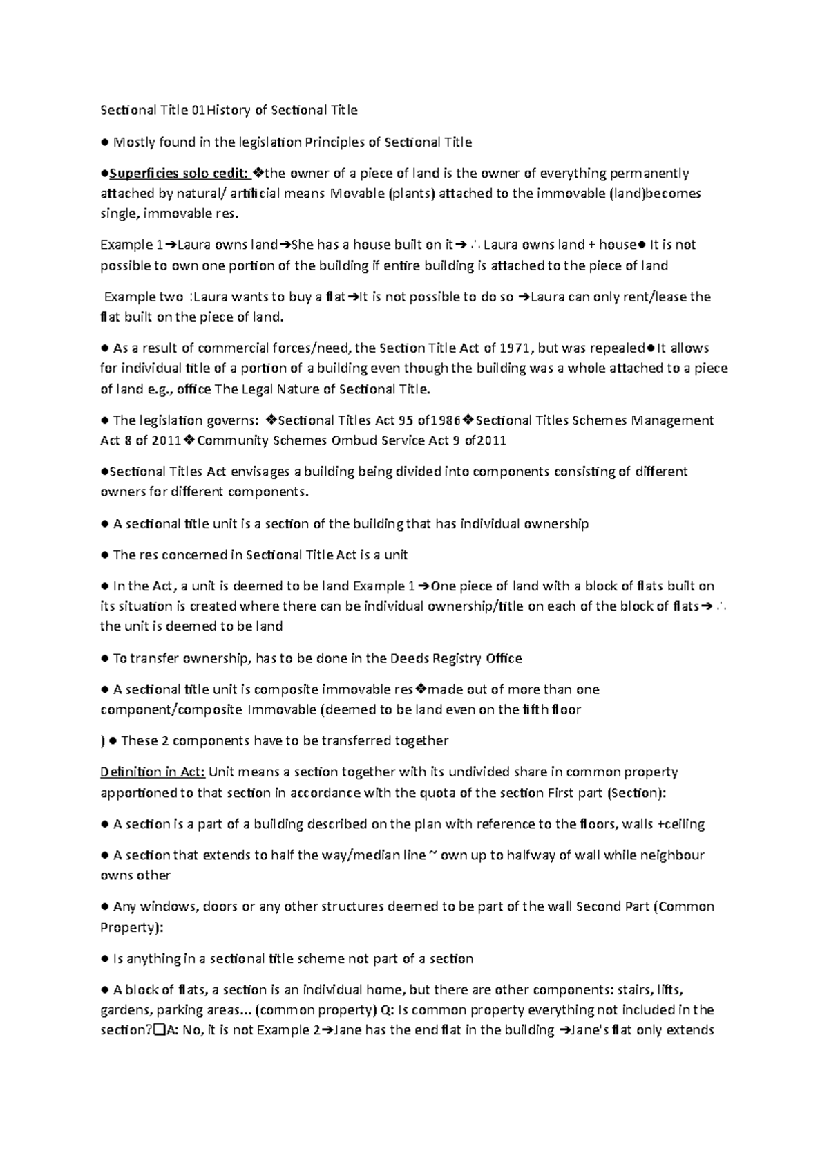 Sectional Title 01History of Sectional Title - Example 1 Laura owns ...