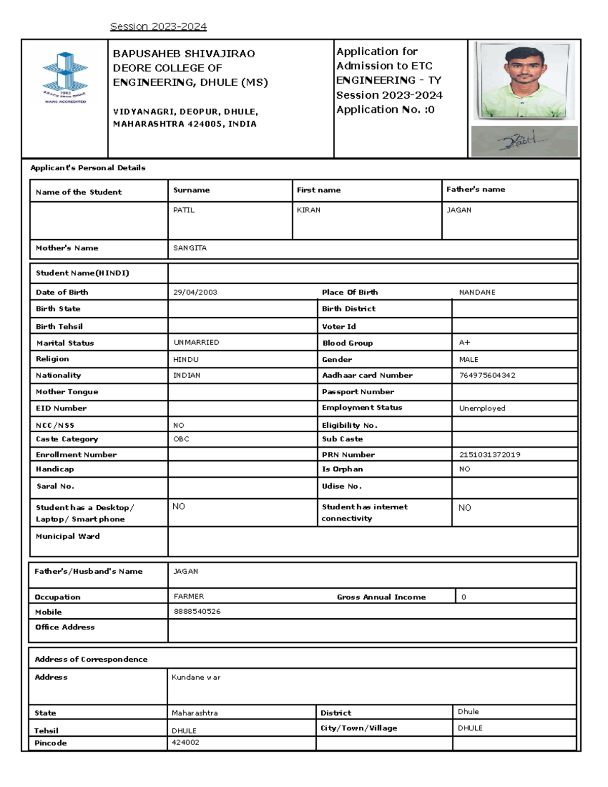 Show General Report Preview - Session 2023- Application for Admission ...