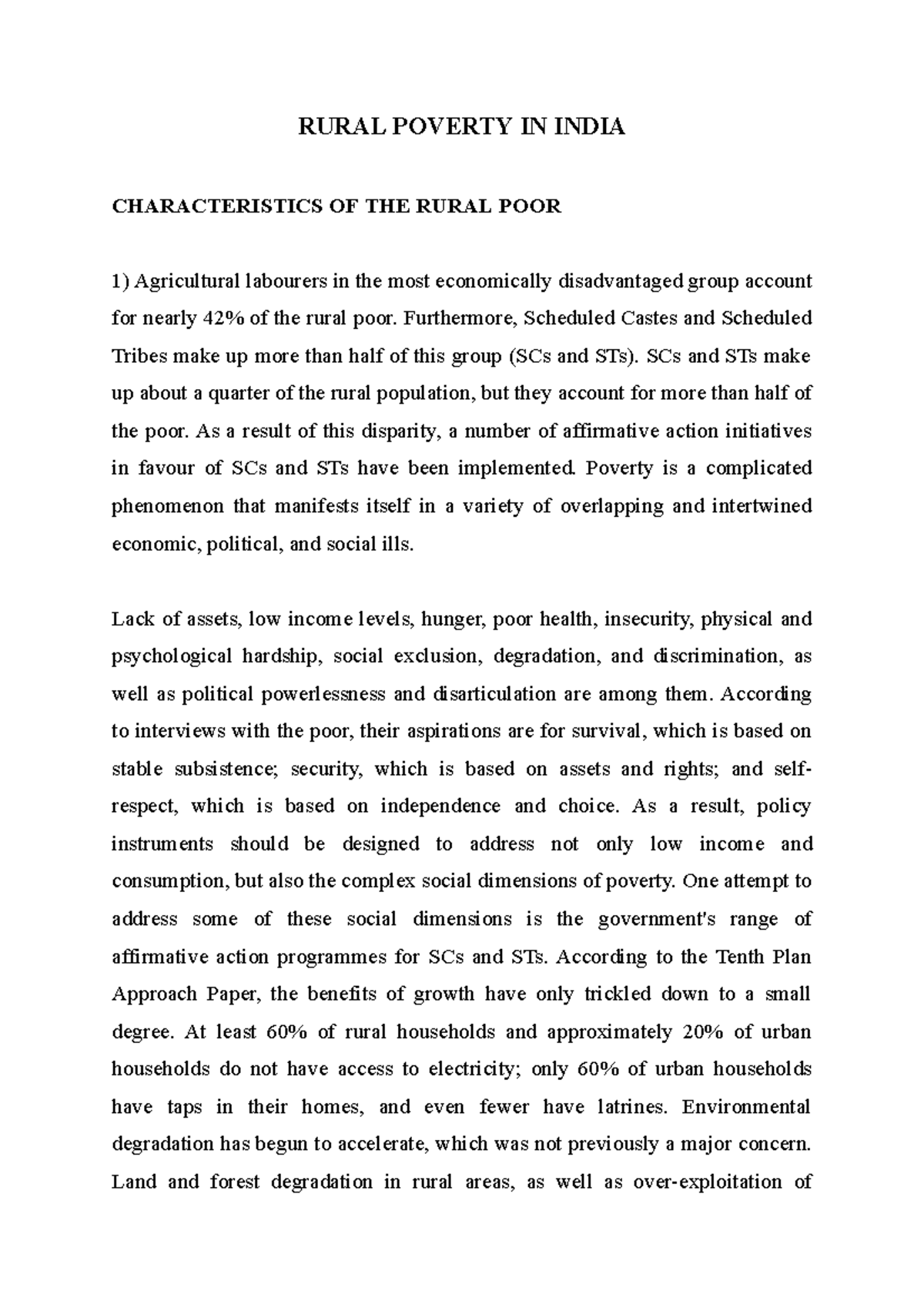 Rural Poverty in India - Lecture notes 7 - RURAL POVERTY IN INDIA ...