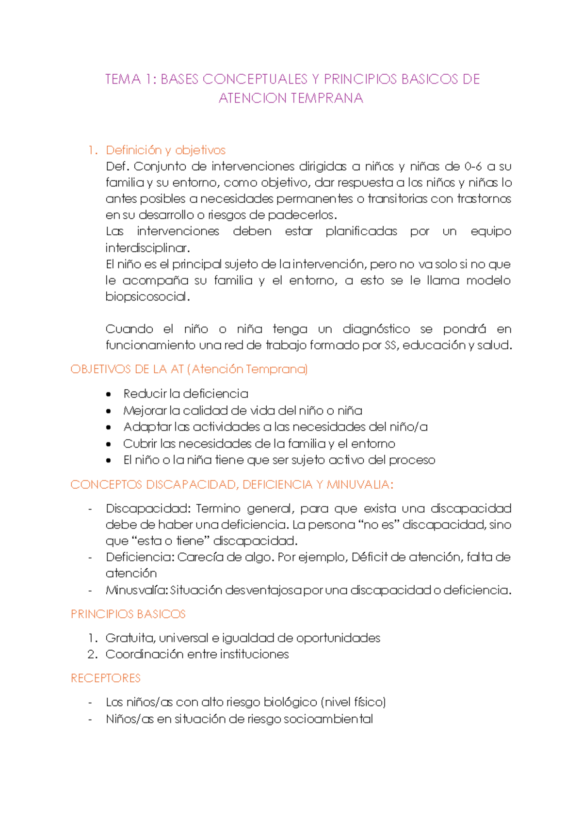 TEMA 1 Bases Conceptuales Y Principios Basicos DE Atención Temprana ...