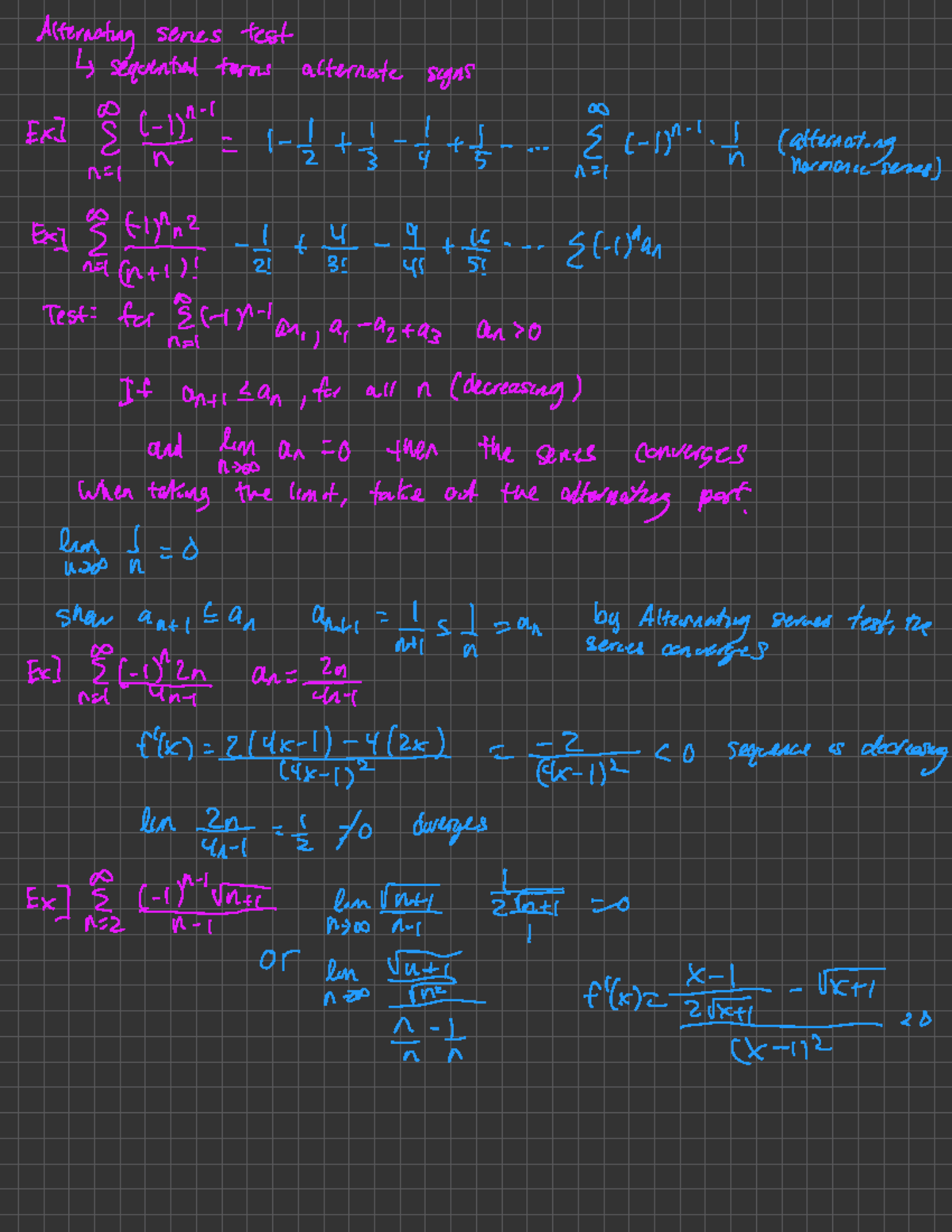 Showing Convergence With The Alternating Series Test. Finding Error Of ...