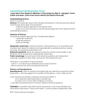 Behavioral Research: Chapter 1 part A - 1180 INTRODUCTION BEHAVIORAL ...