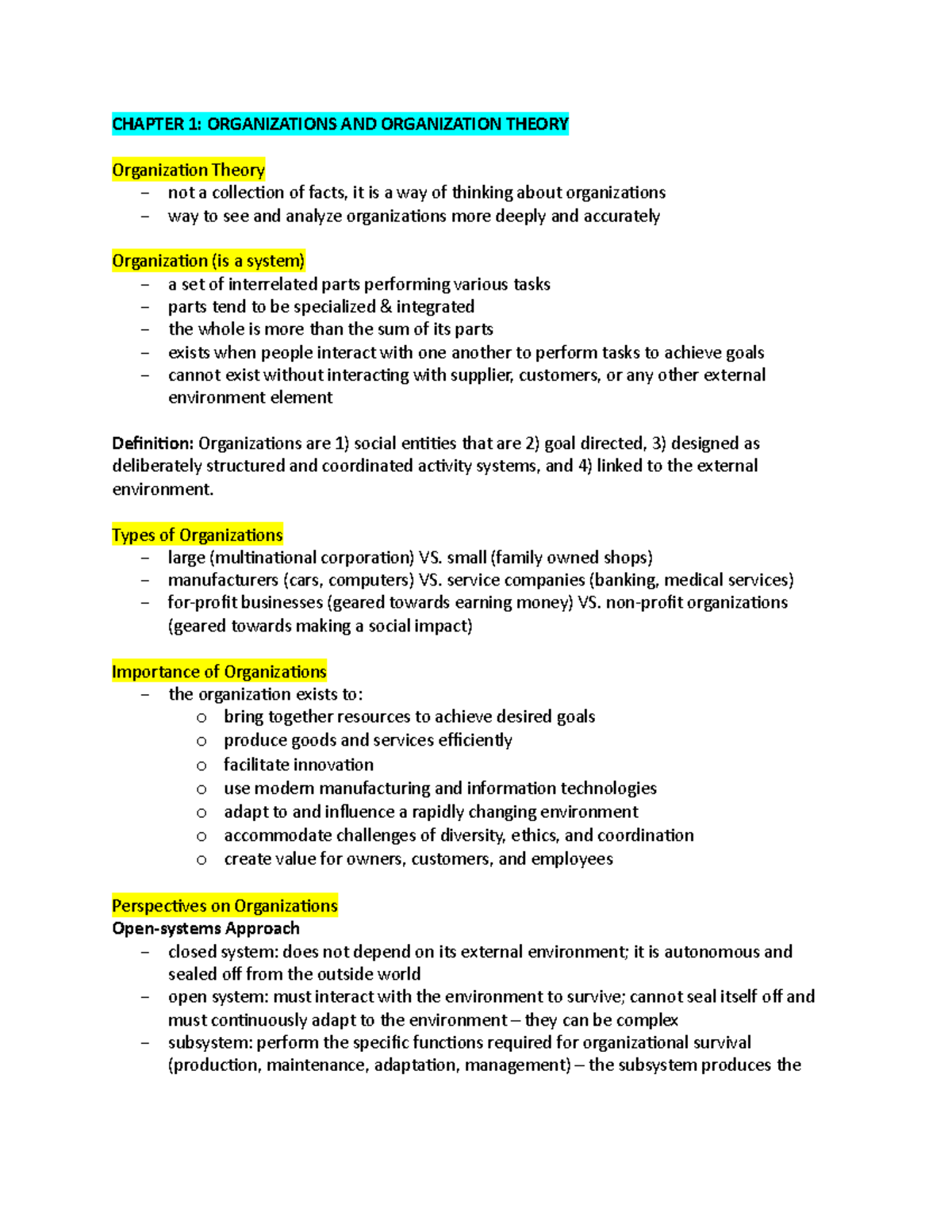 Mana-341-Notes - notes - CHAPTER 1: ORGANIZATIONS AND ORGANIZATION ... Mana-341-Notes - notes - CHAPTER 1: ORGANIZATIONS AND ORGANIZATION ...