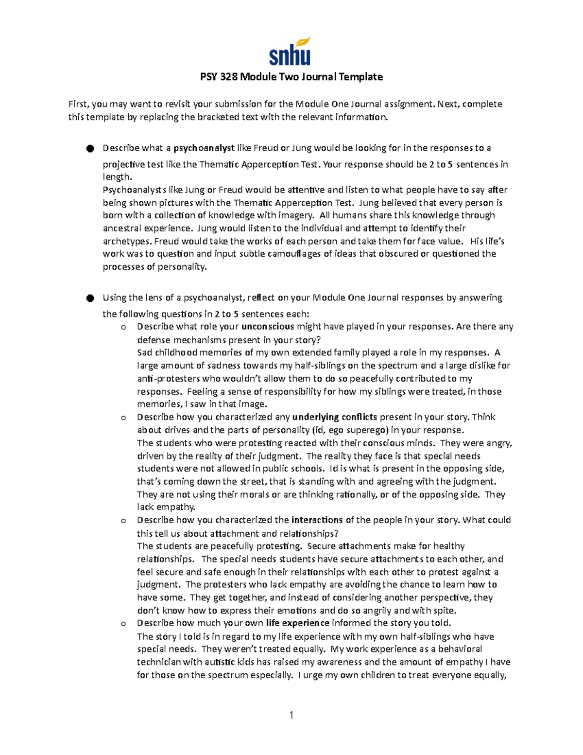 PSY 328 Module Two Journal Template - PSY 328 Module Two Journal ...