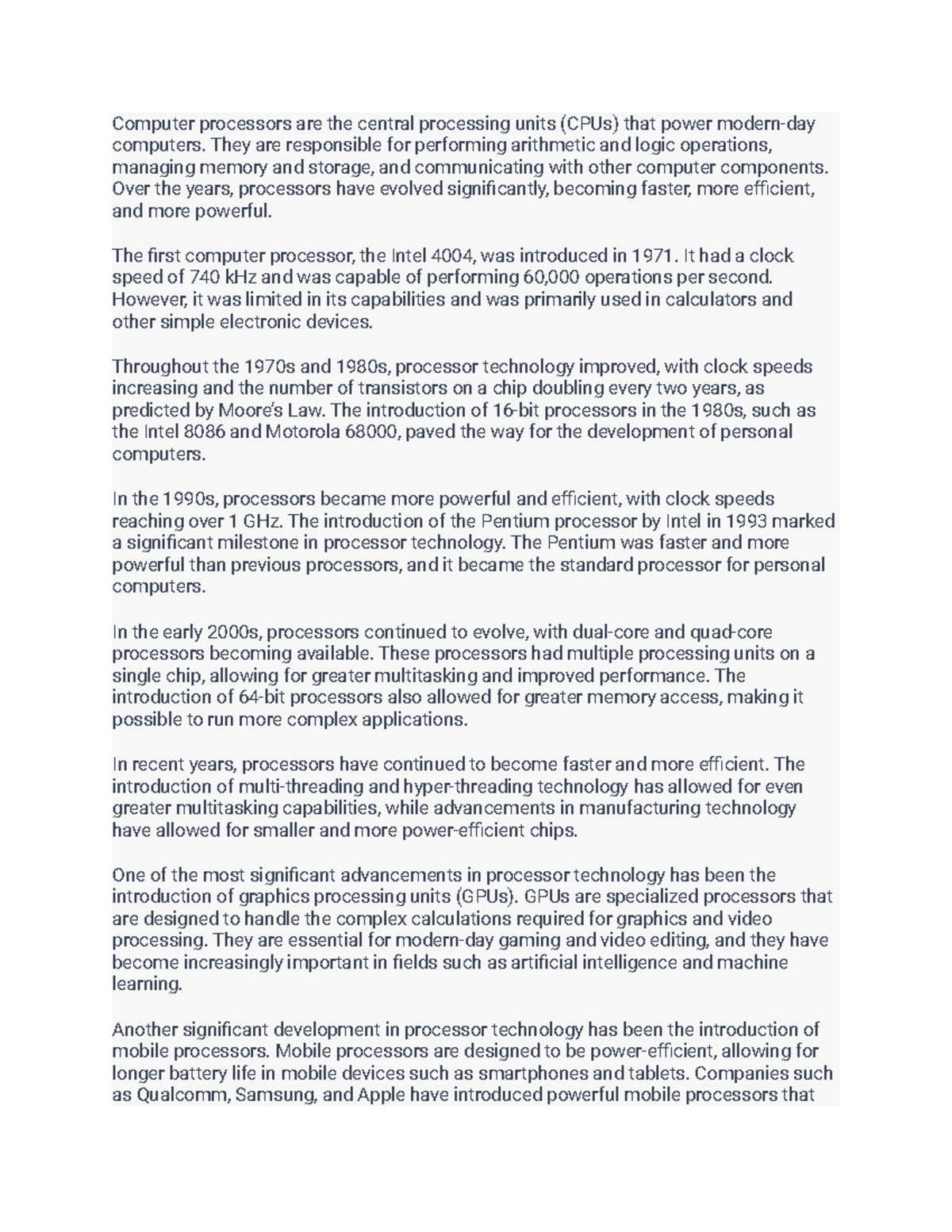 Computer Processor Essay - Computer processors are the central ...