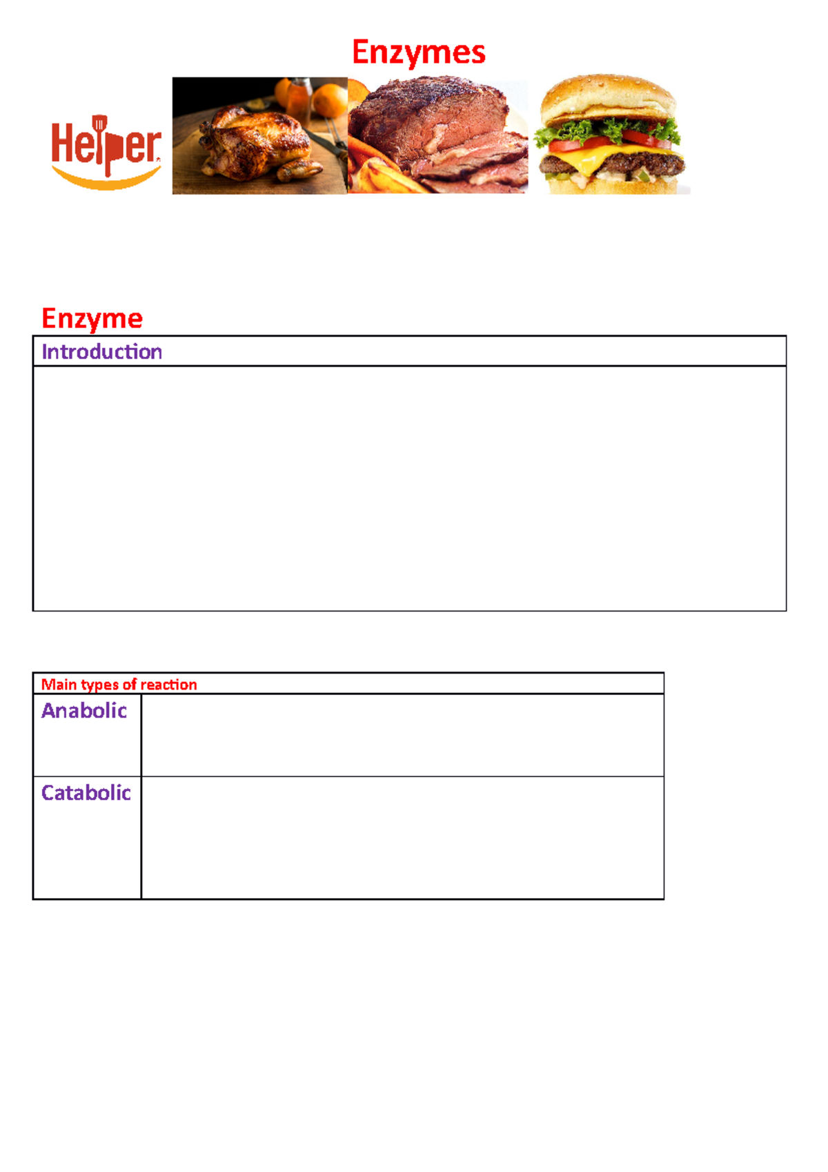 3 enzyme student - notes - Enzymes Enzyme ####### Introduction Chemical ...
