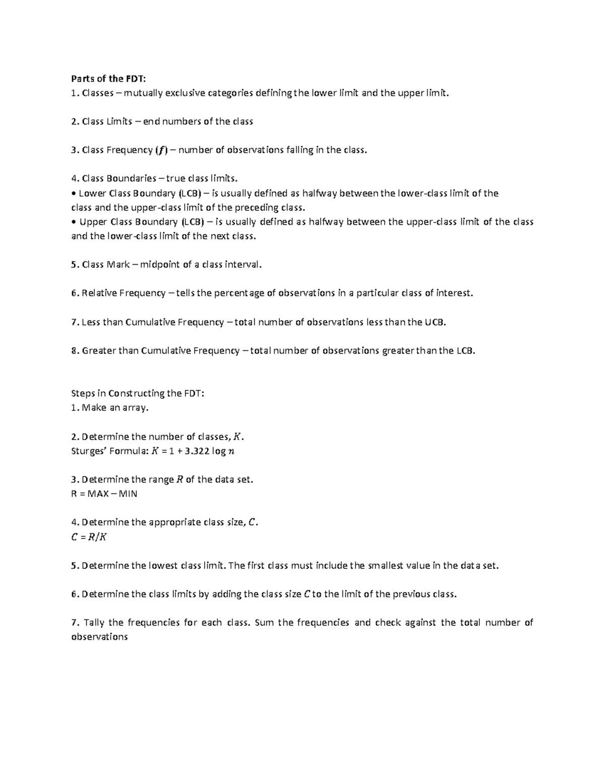 Parts of the FDT - Mathematics in our Modern World - Parts of the FDT ...