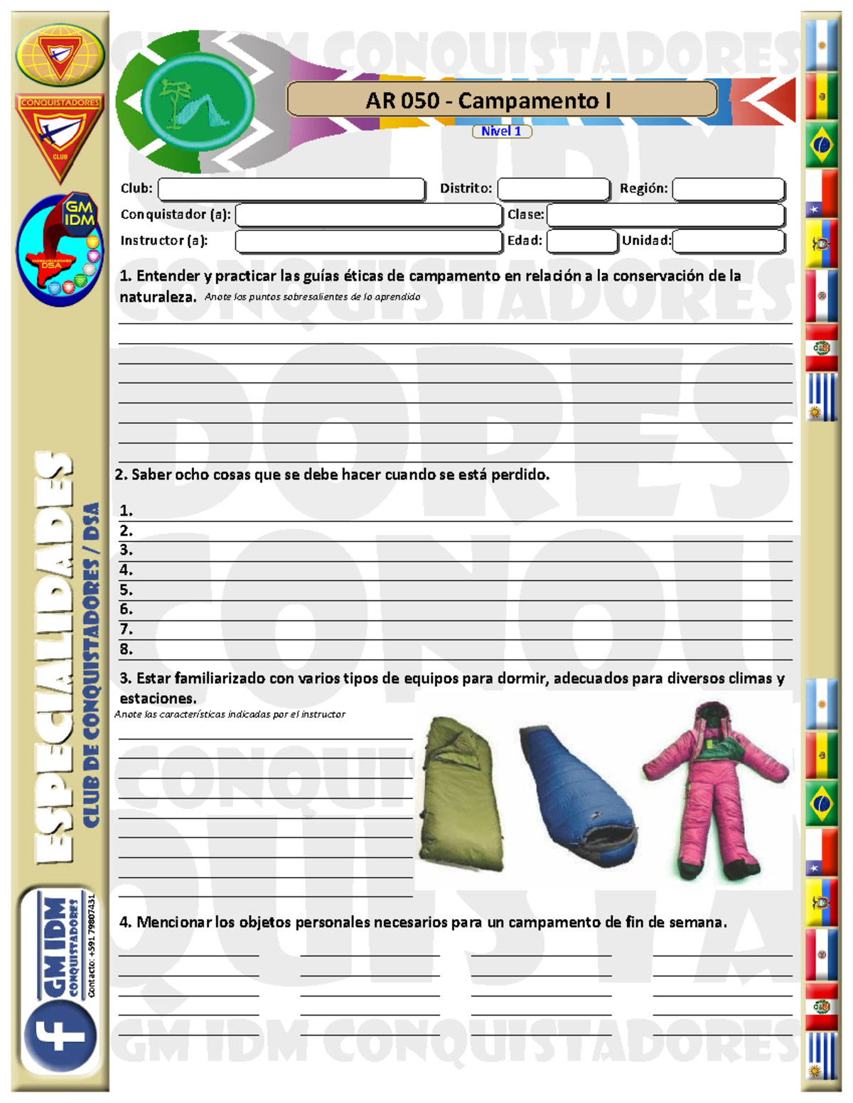 AR-050 Campamento I - documento de especialiodades del club de conquistadores - quista - Studocu