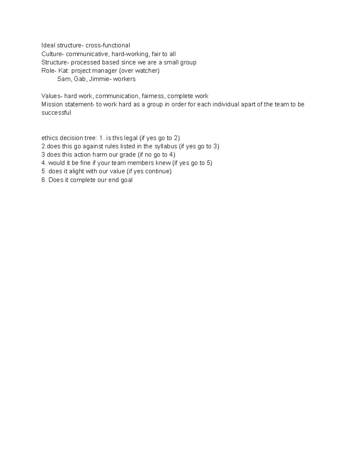 Untitled document - Assignment - Ideal structure- cross-functional ...