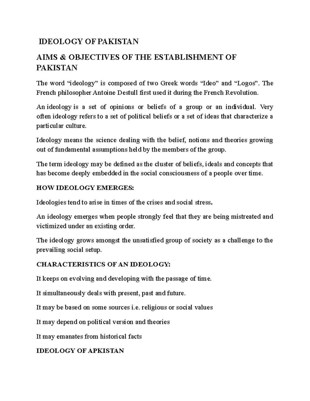 Pak studies notes for GIK - IDEOLOGY OF PAKISTAN AIMS & OBJECTIVES OF ...