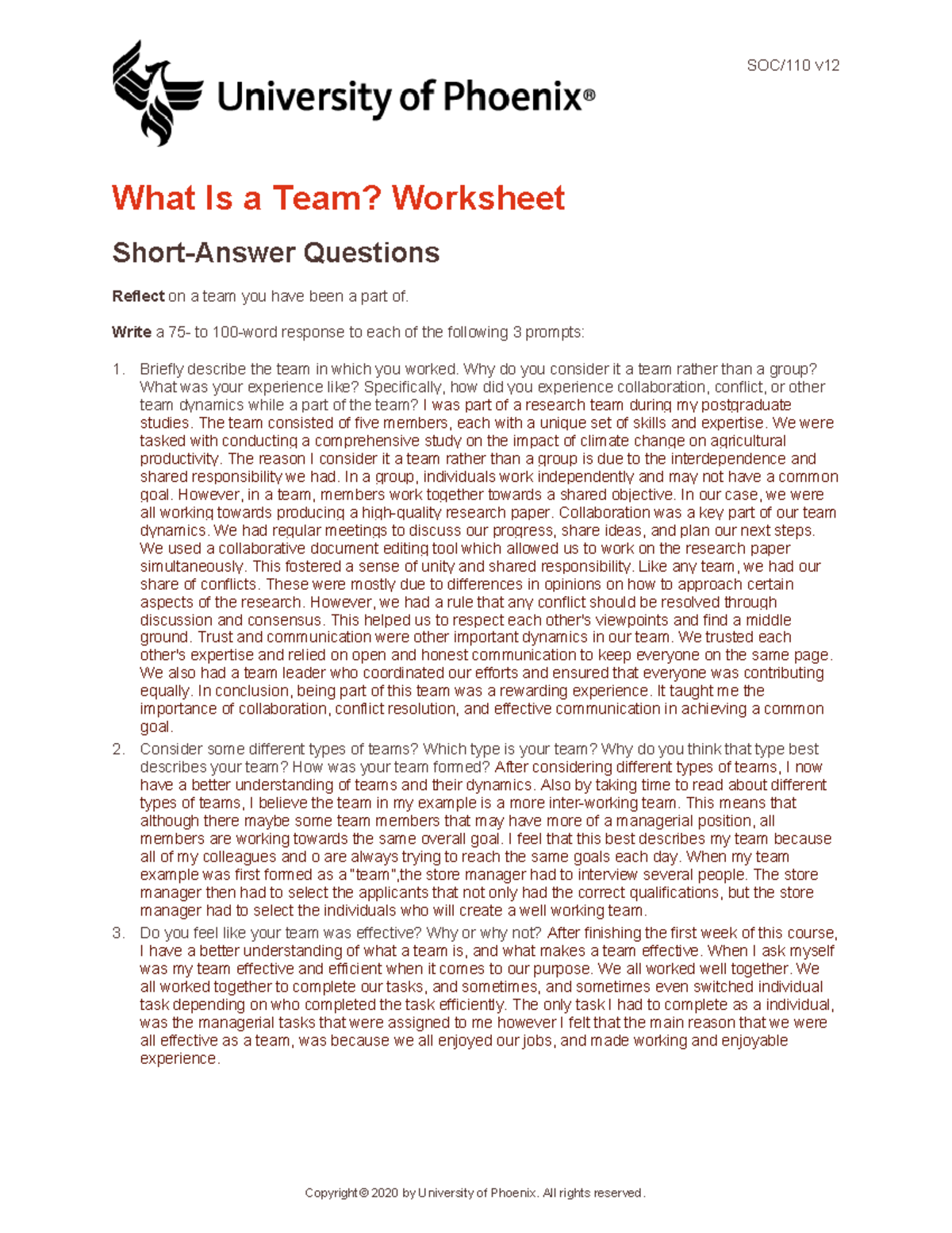 Soc110 v12 wk1 what is a team worksheet - SOC/110 v What Is a Team ...