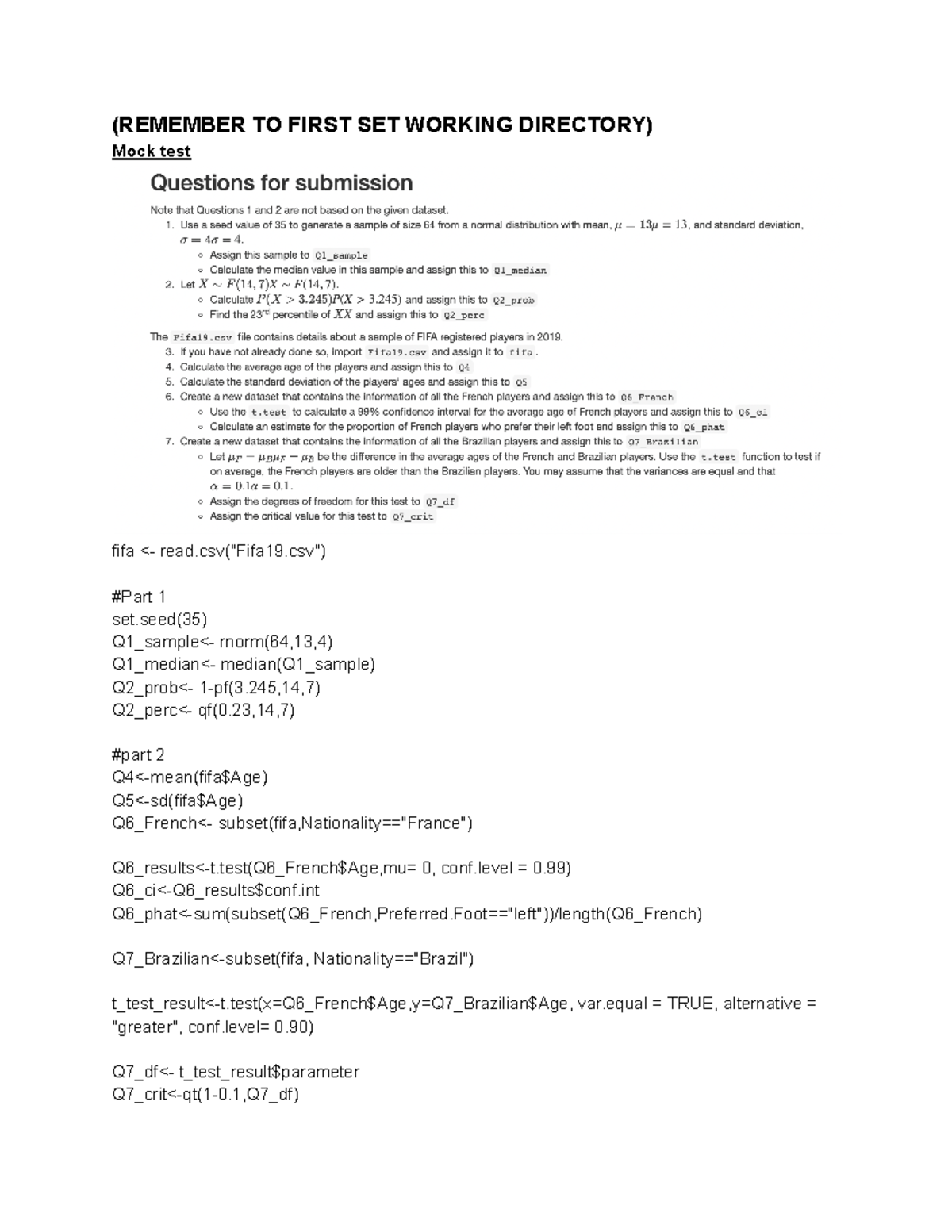 Prac Test Things-2 - (REMEMBER TO FIRST SET WORKING DIRECTORY) Mock ...