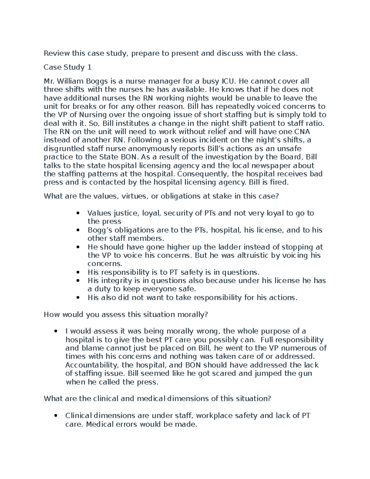 Mr. Bogg's - Case study - Review this case study, prepare to present ...