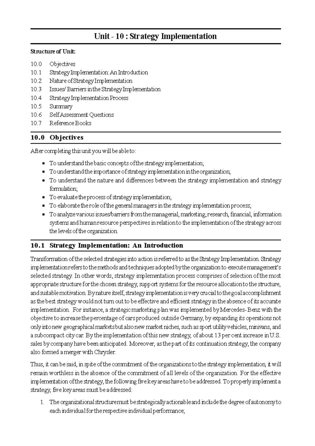Strategy Implementation - 10 Strategy Implementation: An Introduction ...