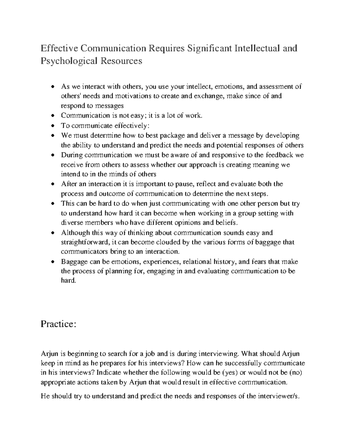 Effective Communication Requires Significant Intellectual and ...