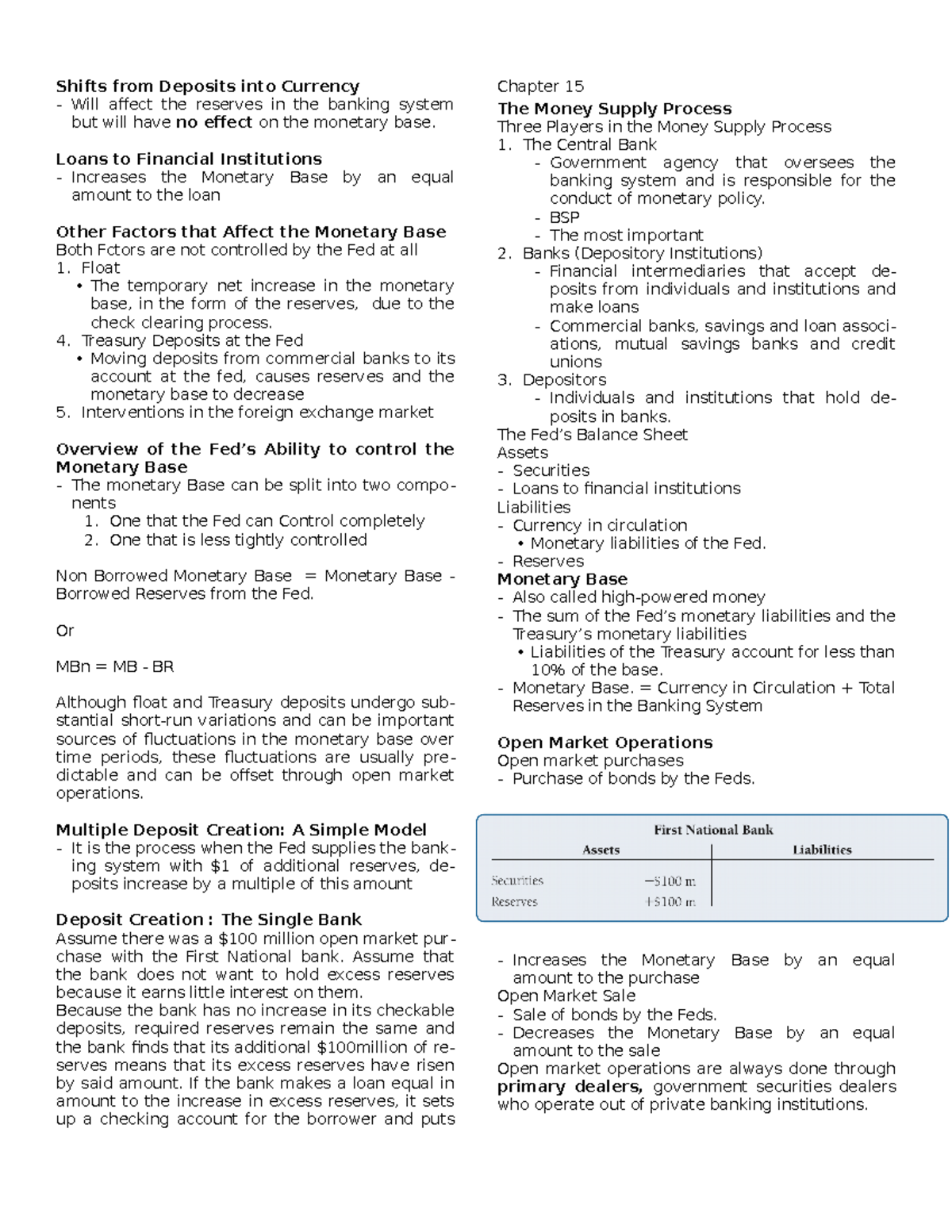Chapter-15-Notes - Lecture notes Chapter 15 - Chapter 15 The Money ...