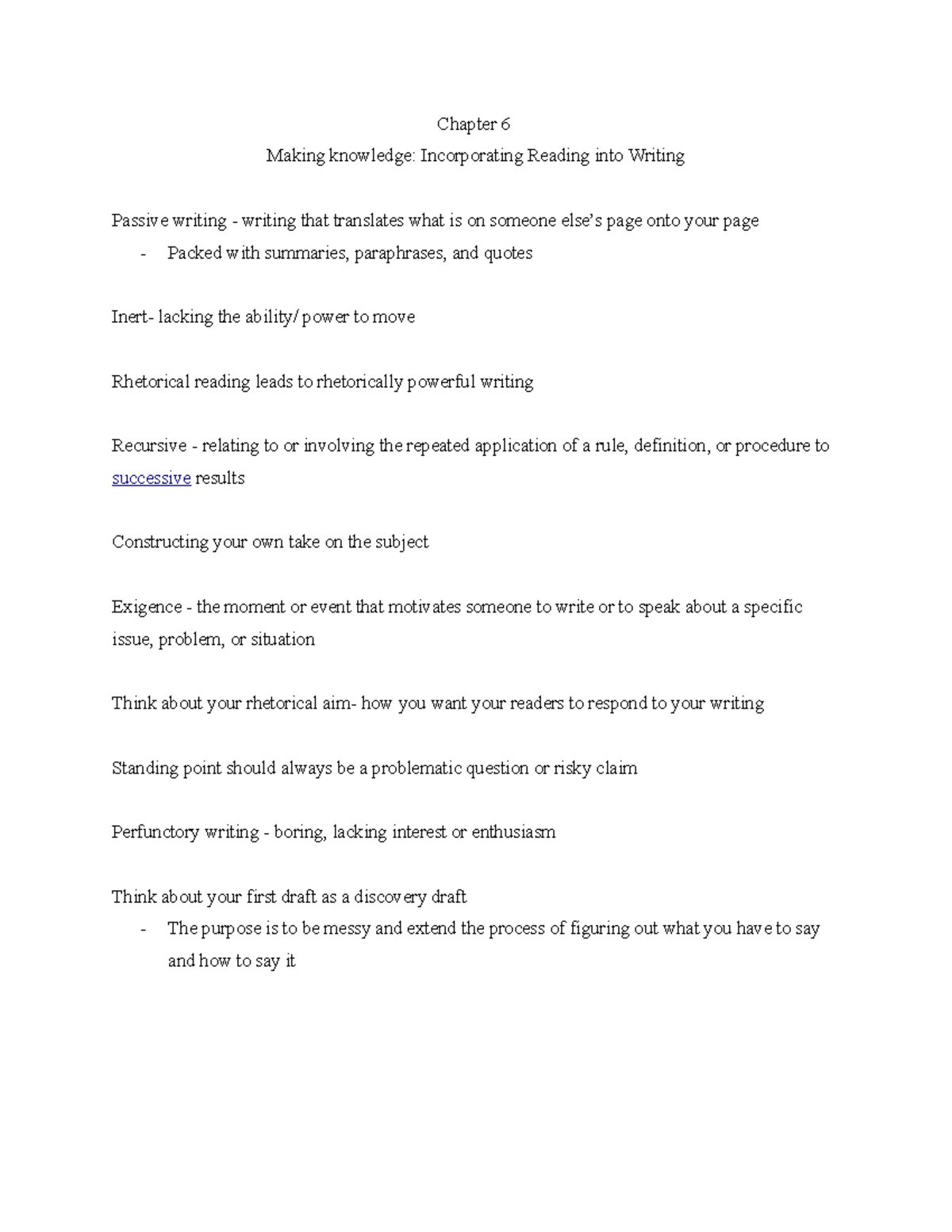 RR 119-122 - Rhetorical Reading Book chapter notes - Chapter 6 Making ...