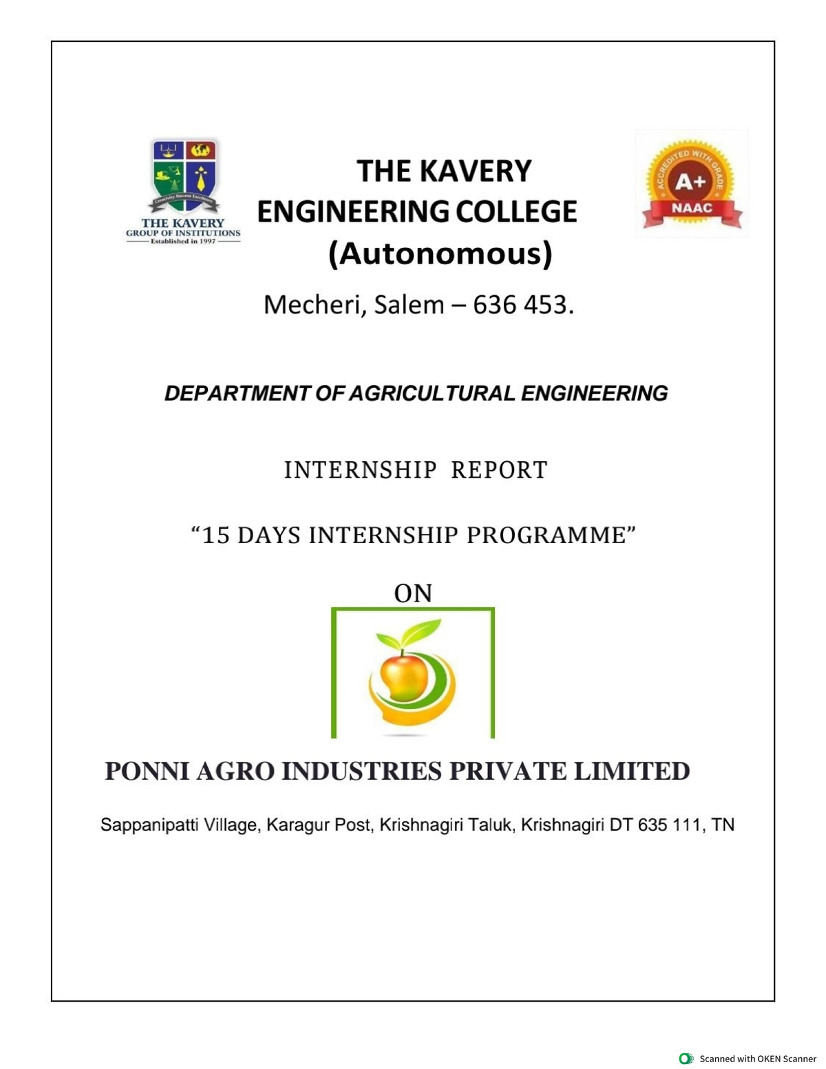 Anjum - Hghk - 41 WITH THE KAVERY ENGINEERING COLLEGE NAAC THE KAVERY GROUP OF INSTITUTIONS ...