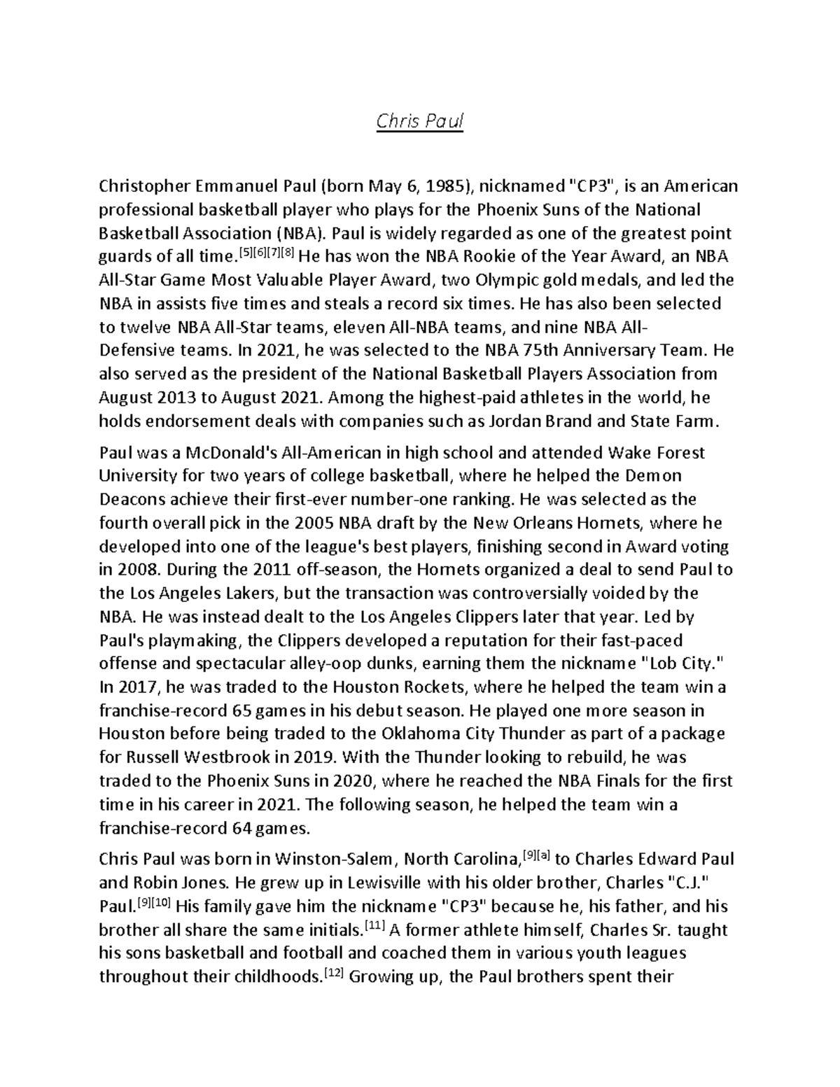 Chris Paul - Chris Paul Christopher Emmanuel Paul (born May 6, 1985 ...