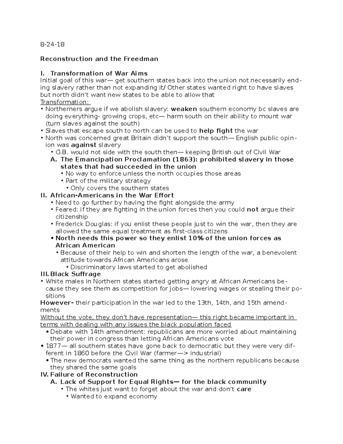 Reconstruction and the Freedman - 8-24-18 Reconstruction and the ...