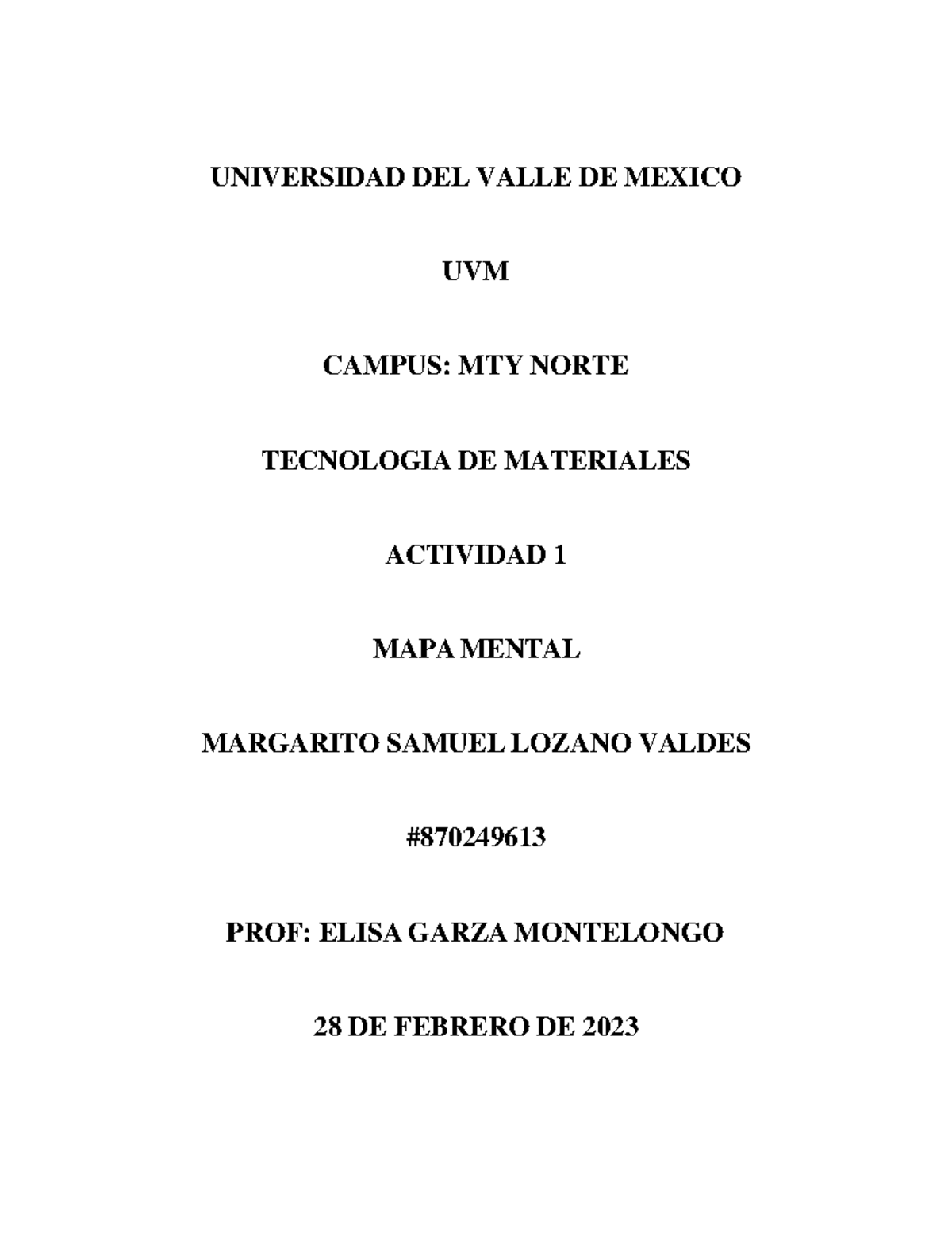 MSLV ACT1 Td MB - Jsjsjs jsjdj - UNIVERSIDAD DEL VALLE DE MEXICO UVM ...