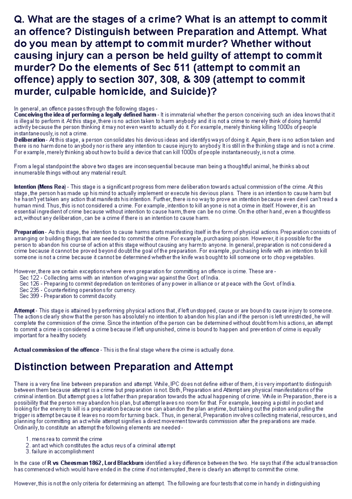 Stages of Crime - Q. What are the stages of a crime? What is an attempt ...