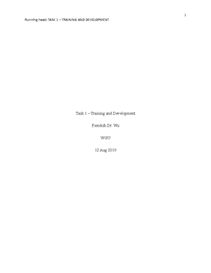 Task 1 Quick Start Guide - C235 Training & Development Task 1: Training ...