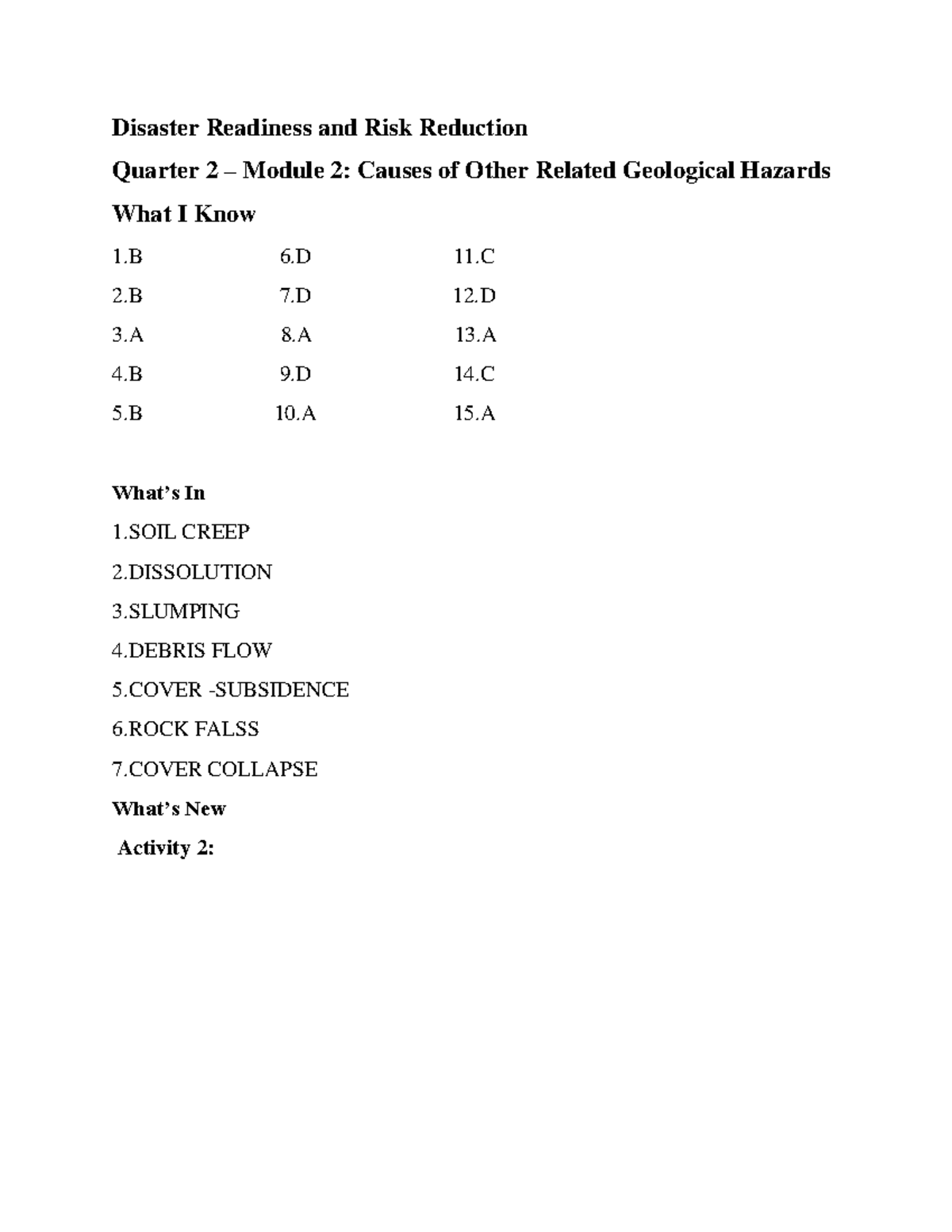 DRRR Q2 MOD 2 - GOOD - Disaster Readiness and Risk Reduction Quarter 2 ...