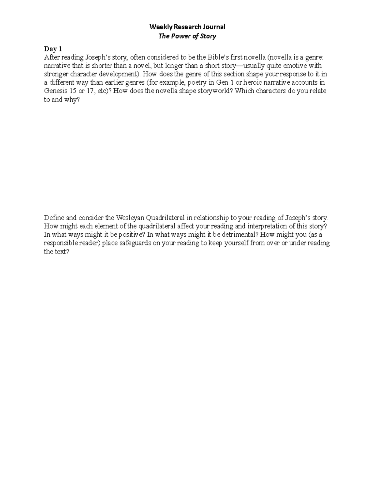 WRJ 4, Power of Story - Assignment - Weekly Research Journal The Power ...