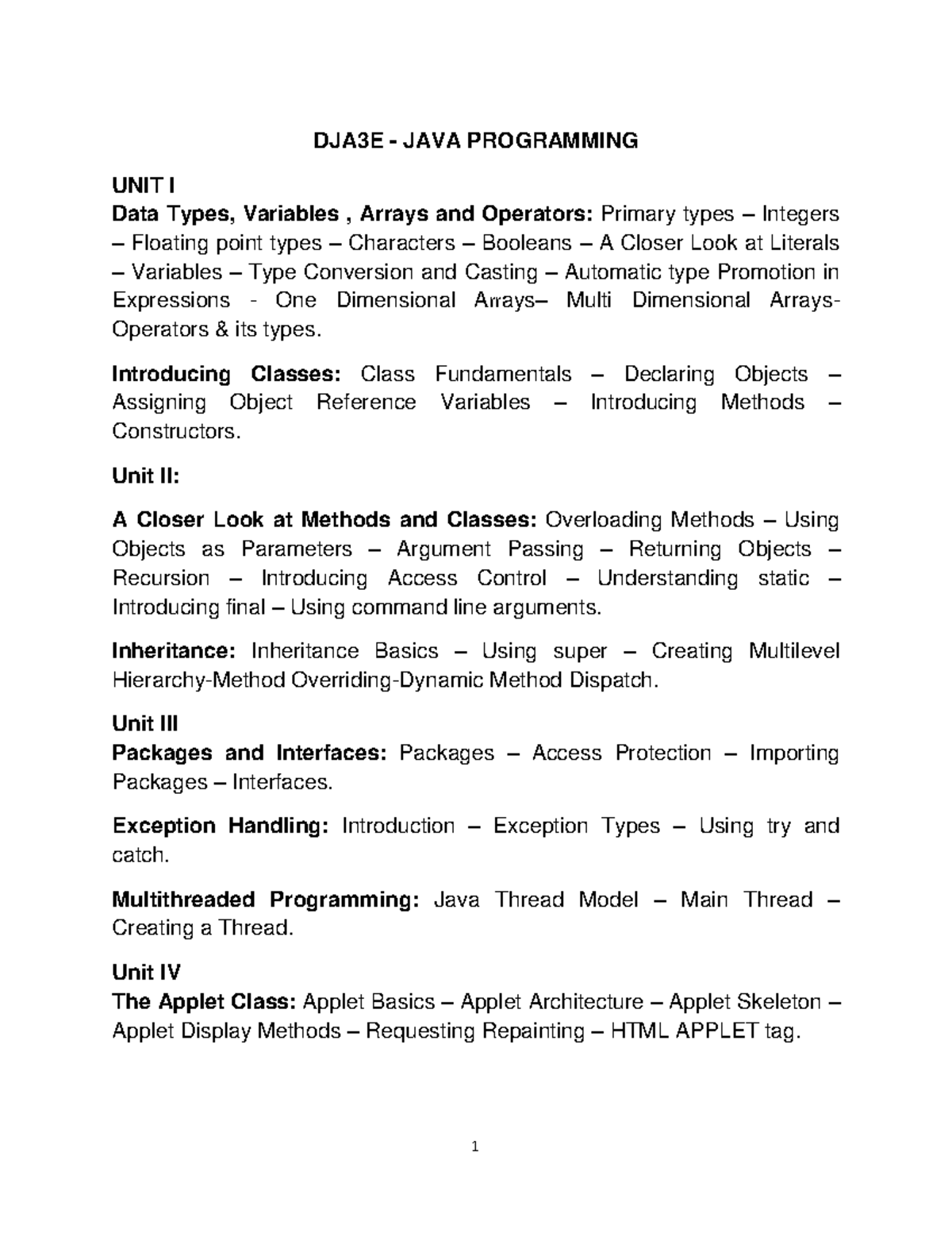 3e63ba0462c24a3 - java notez - DJA3E - JAVA PROGRAMMING UNIT I Data ...