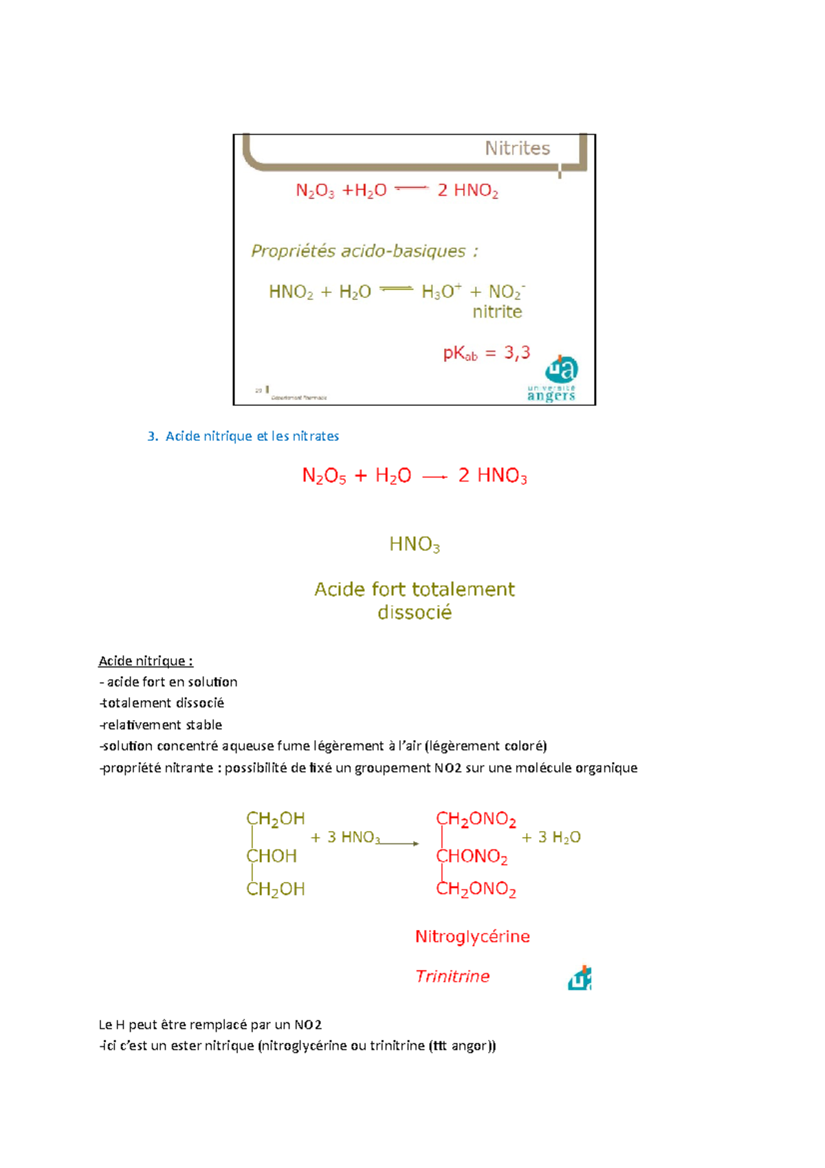 Cours 2 chimie - 3. Acide nitrique et les nitrates Acide nitrique ...