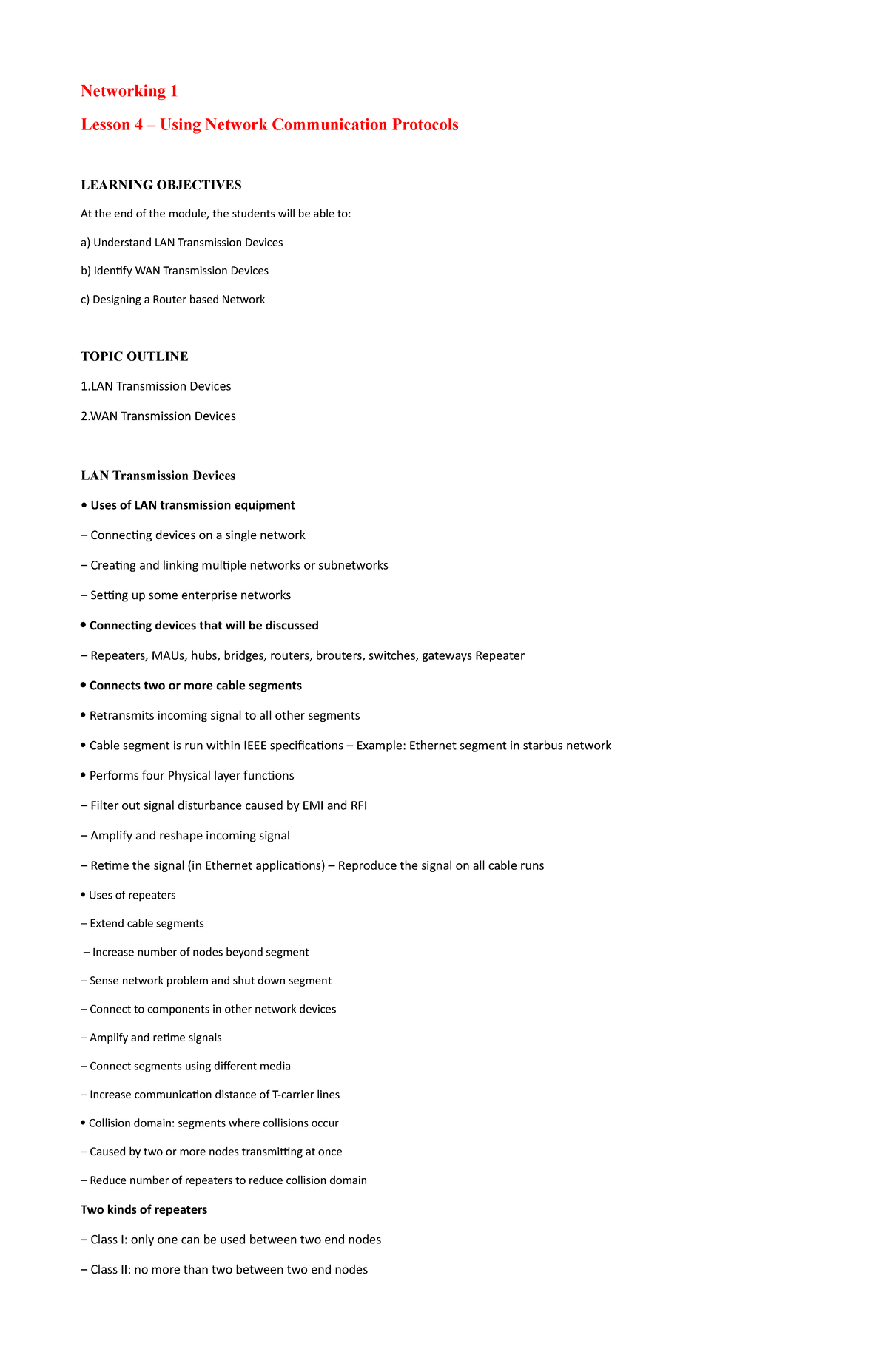 Networking 1 - Studocu