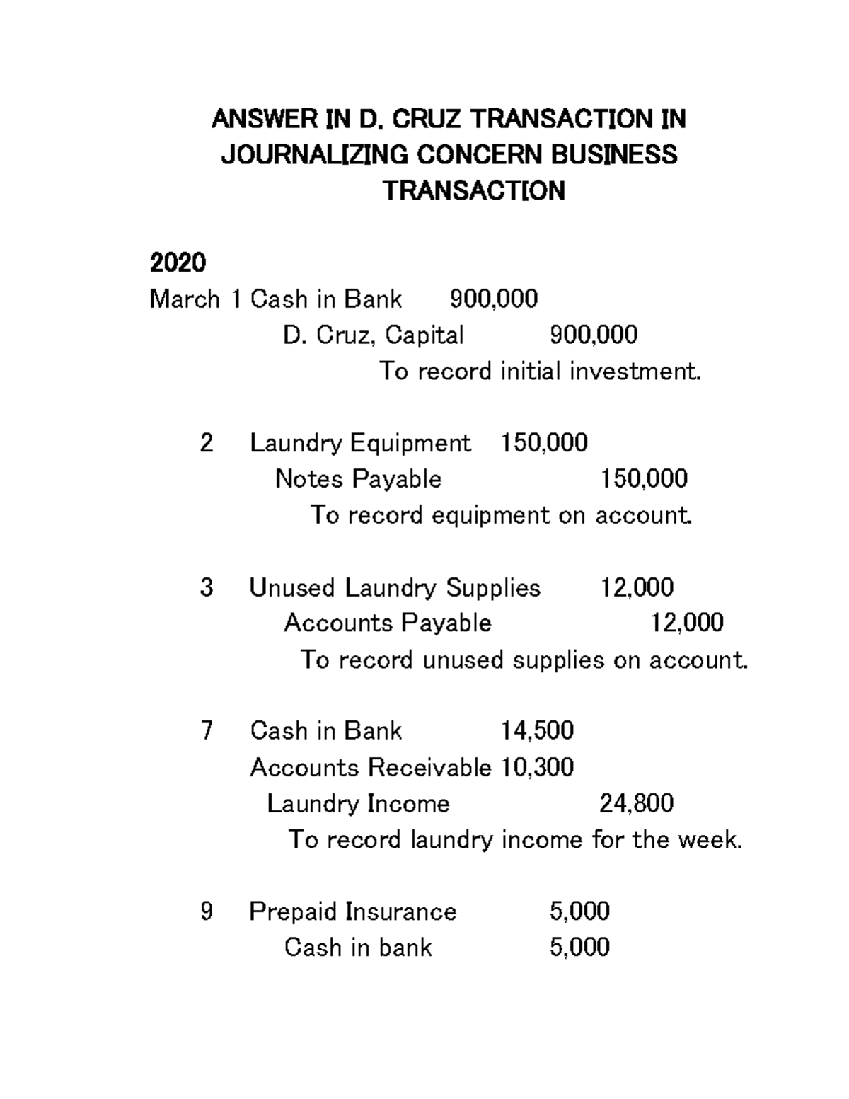 Answer IN D. CRUZ Transaction- Service Concern - ANSWER IN D. CRUZ ...