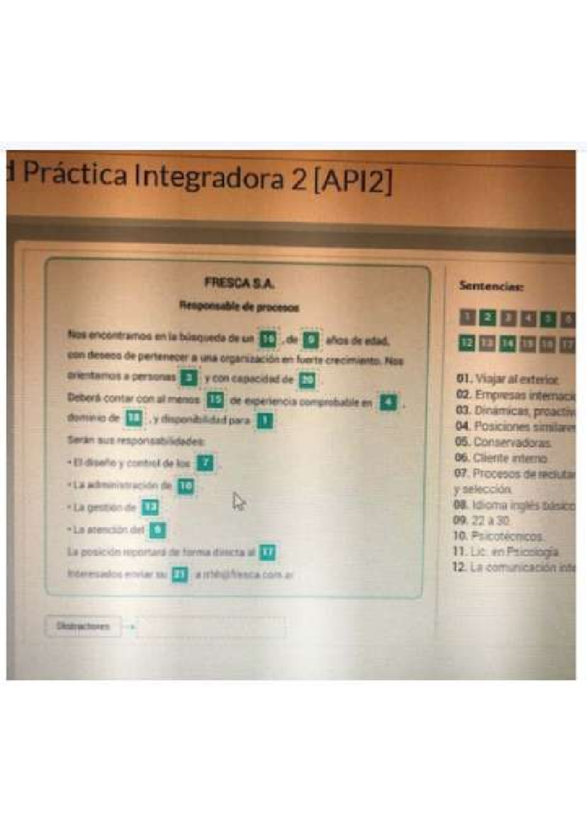 Api2 rrhh - api 2 recursos humanos - I Práctica Integradora 2 FRESCA S. Sentencies Responsable ...