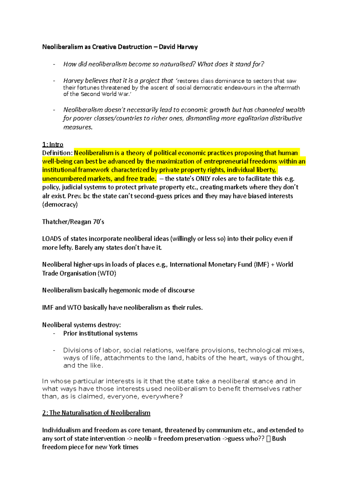 Neolibaralism Readings - Neoliberalism as Creative Destruction – David ...
