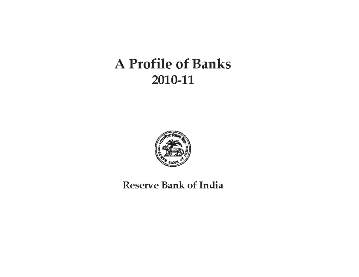 A Profile of Banks - NA • It is used to measure performance of ...
