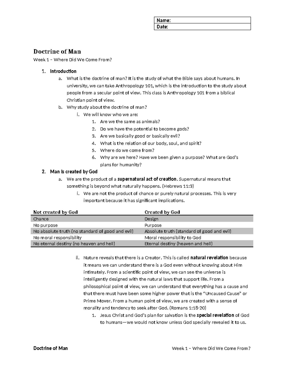 24741790 Doctrine of Man Part 1 Where do we come from Teaching Notes ...