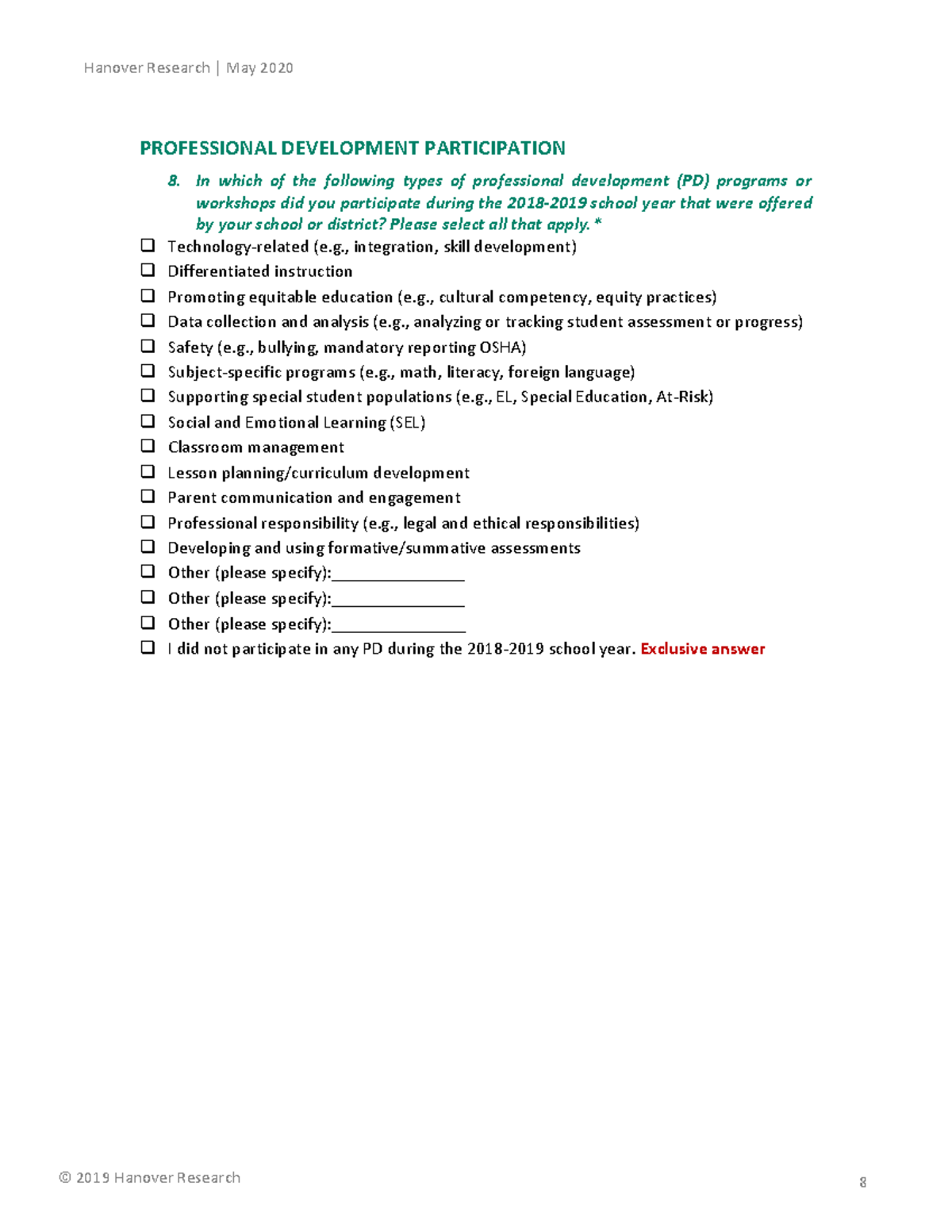 Professional Development Needs Assessment Survey Instrument ...