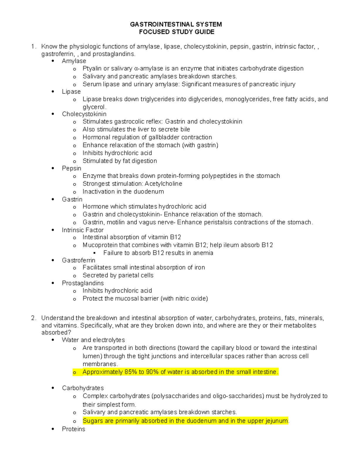 2021 Focused Gastrointestinal Exam Study Guide - GASTROINTESTINAL ...