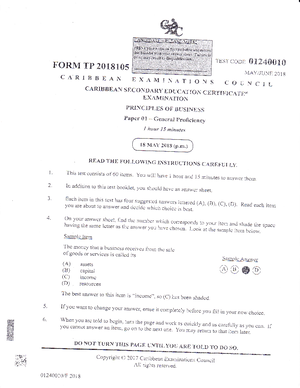 CSEC POB June 2017 P1 - PAPER 1 2017 - coDE 01240010 FORM TP 2017104 ...