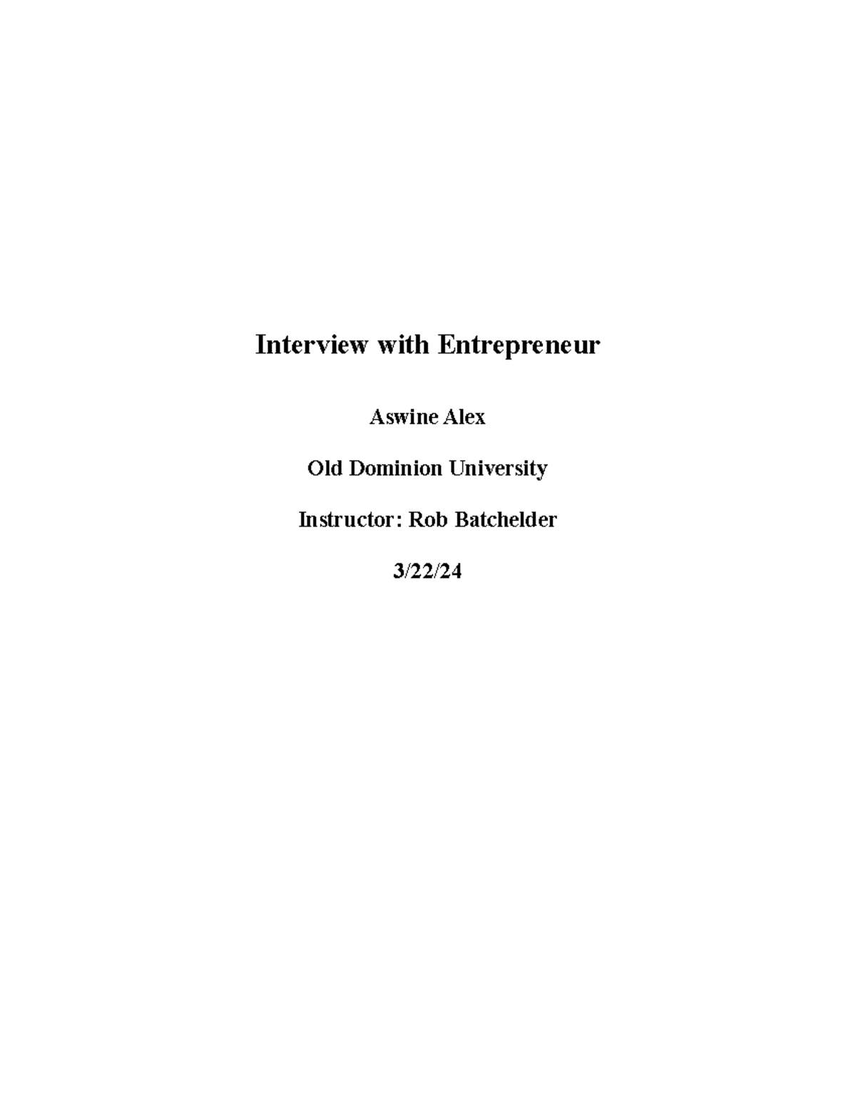 Interview with Entrepreneur - Interview with Entrepreneur Aswine Alex ...