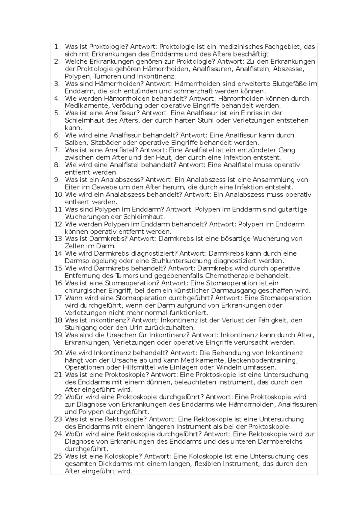 Klausurfragen Proktologie - Was ist Proktologie? Antwort: Proktologie ...