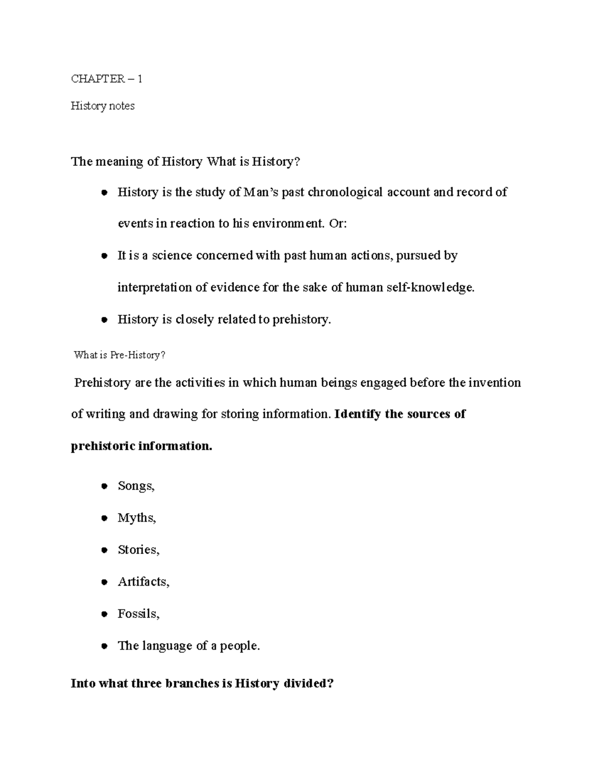 Chapter – 1 history notes ptt. 1 - CHAPTER – 1 History notes The ...