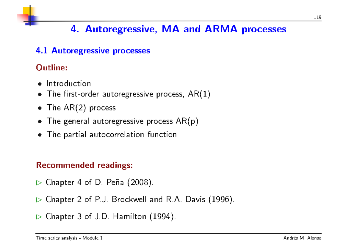 Autoregressive, MA and ARMA processes, time series - 4. Autoregressive ...