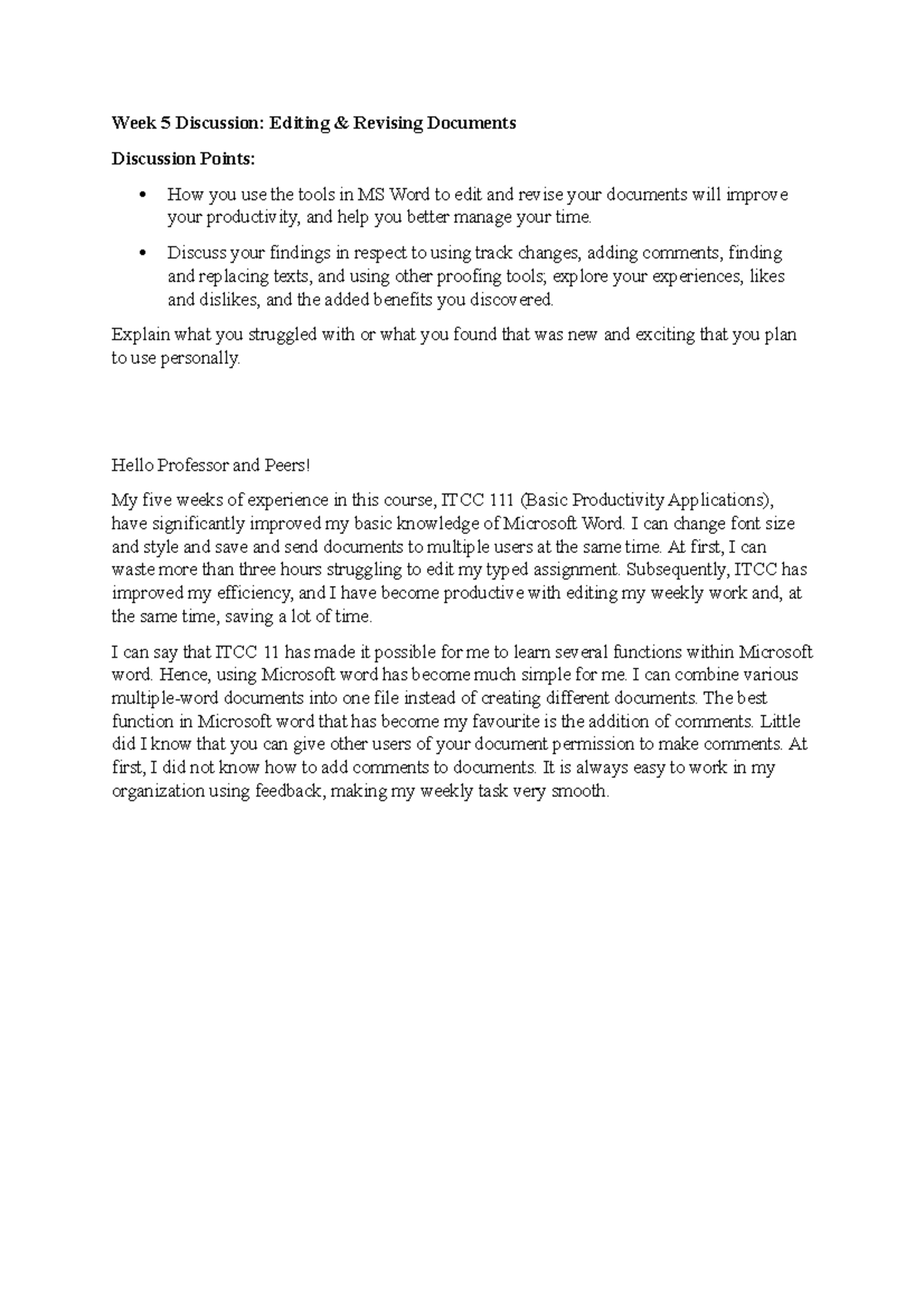 Week 5 Practical session and tutorials - Week 5 Discussion: Editing ...