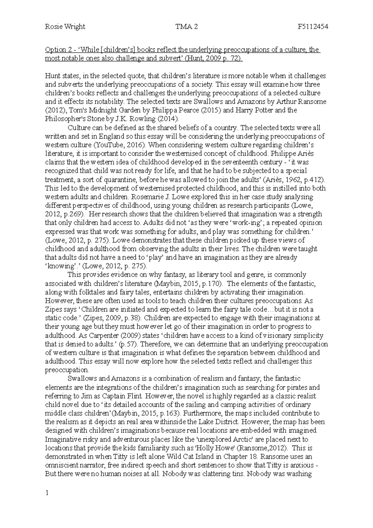 EA300 TMA 4 - TMA 4 - Option 2 - ‘While [children’s] books reflect the ...