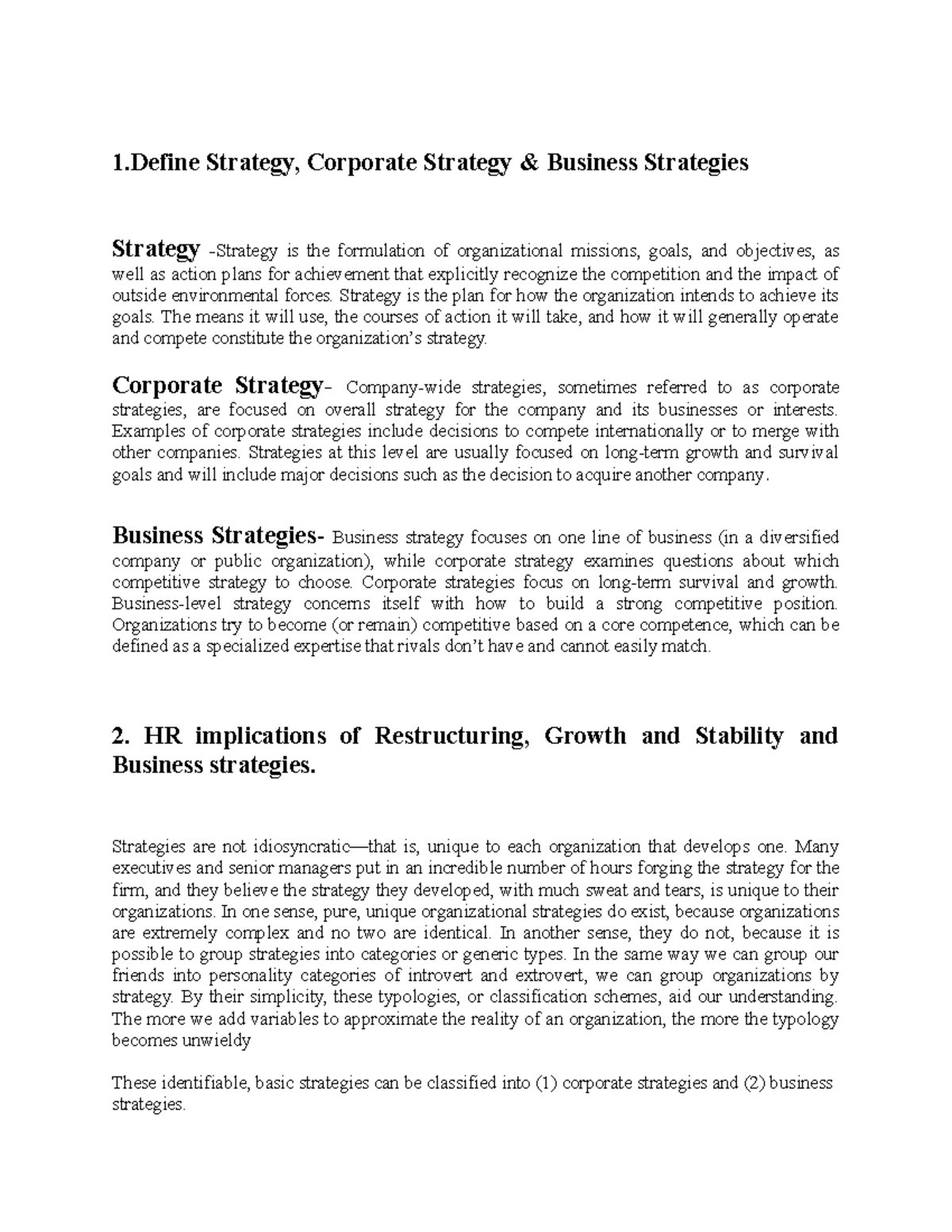 Strategic planning & policies in business - 1 Strategy, Corporate ...