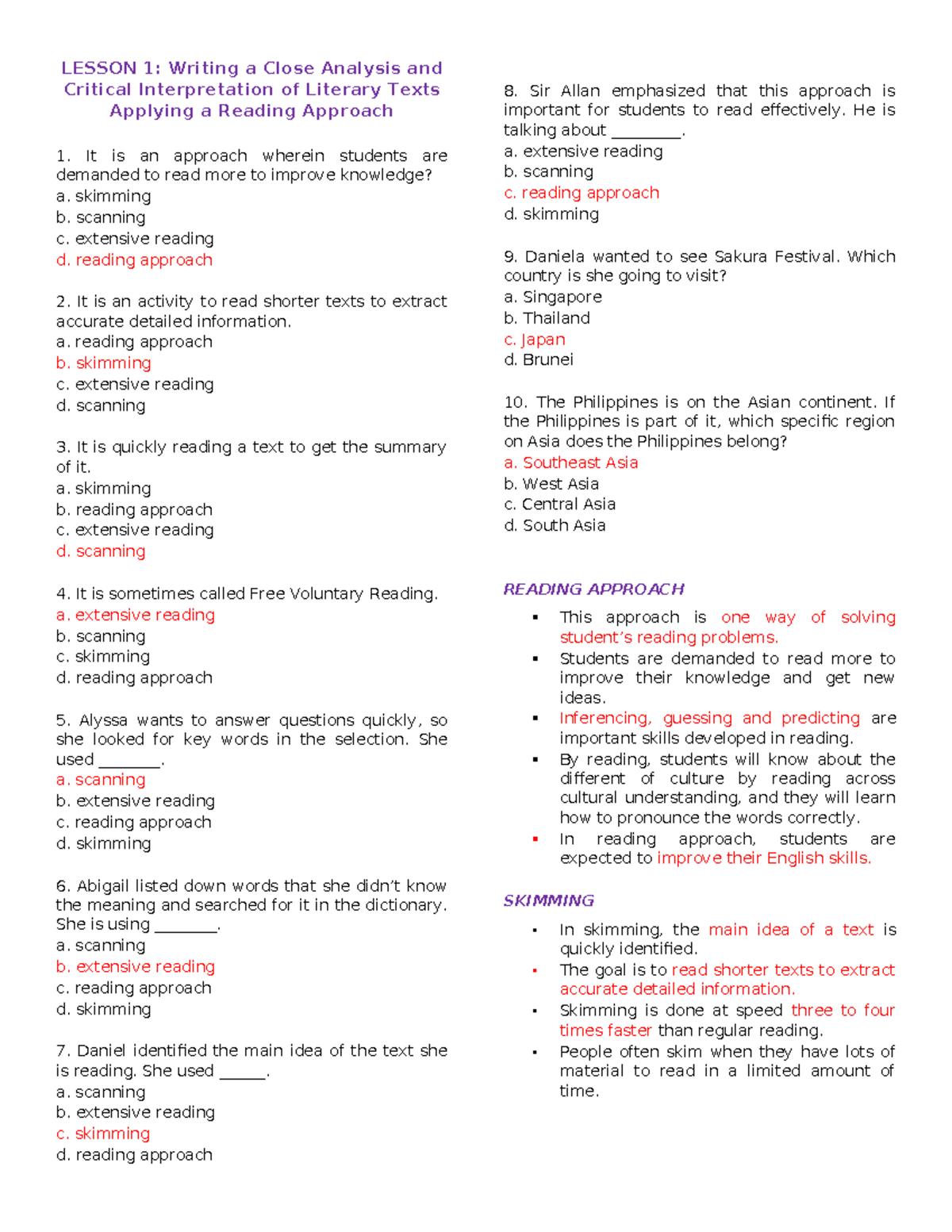 Reviewer in 21st - LESSON 1: Writing a Close Analysis and Critical ...