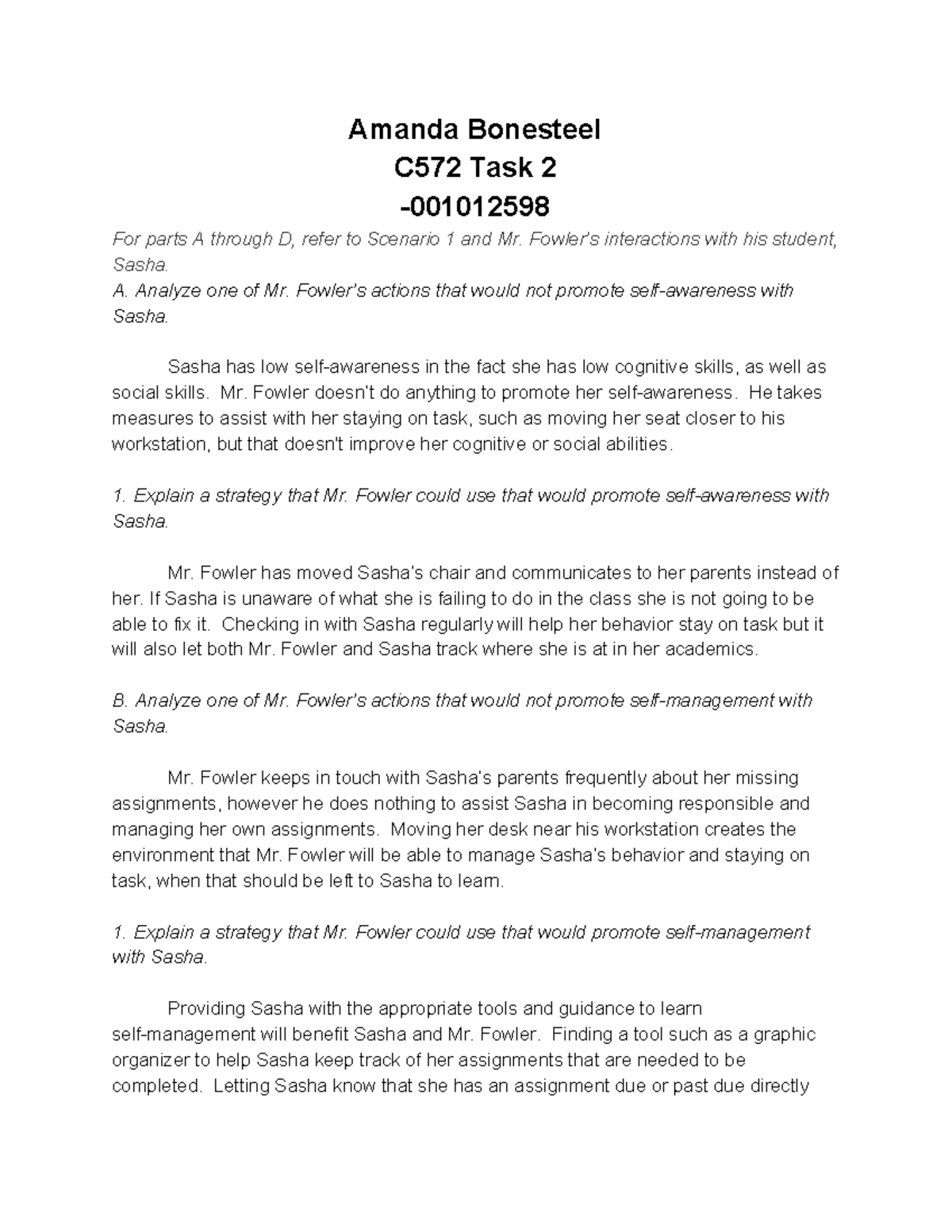 C572 task 2 Classroom Management, Engagement and Motivation - Amanda ...