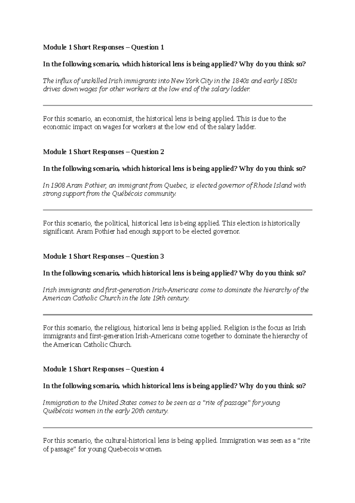 Taylor Reid HIS 200 Applied History module 1 short answers - Module 1 ...